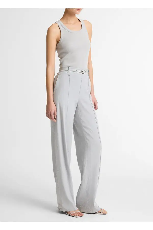 Vince Joan High-rise Linen-blend Pull-on Pant - Red