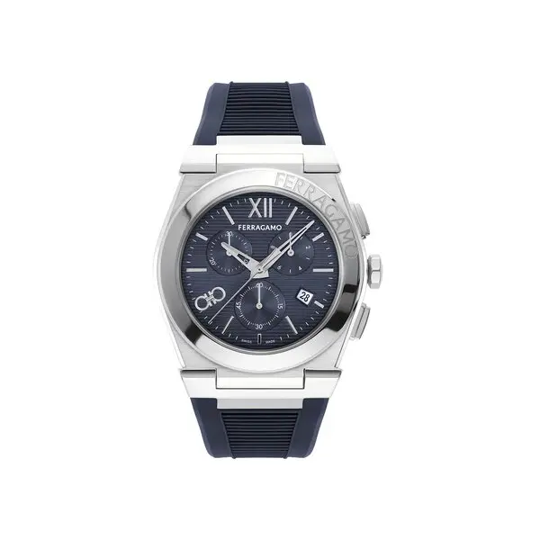 FERRAGAMO Vega Chrono Silicone Watch 'stainless Steel - Silver
