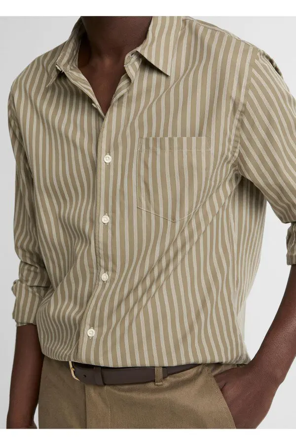 Vince Stripe Cotton-blend Button-front Shirt