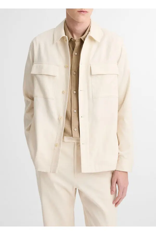 Vince Italian Linen-cotton Chore Coat - Neutral / White