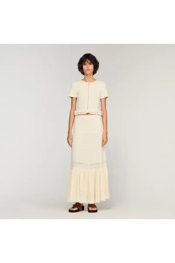 Sandro Ruffled Knit Top