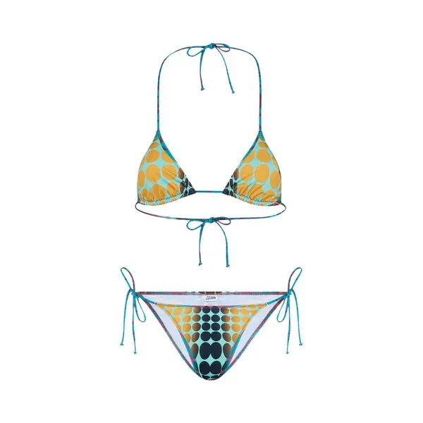Jean Paul Gaultier Re-edition Bikini Set Printed "vasarely" /purple/yellow - Blue