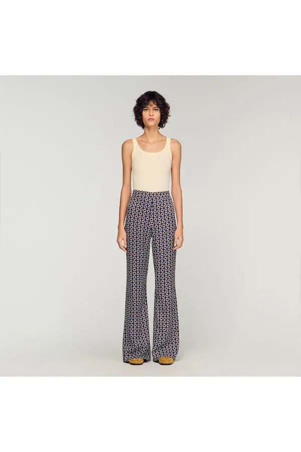Sandro Print Flared Trousers