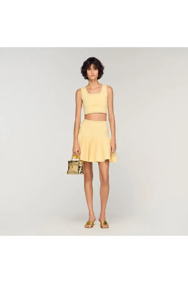 Sandro Knit Crop Top - Yellow