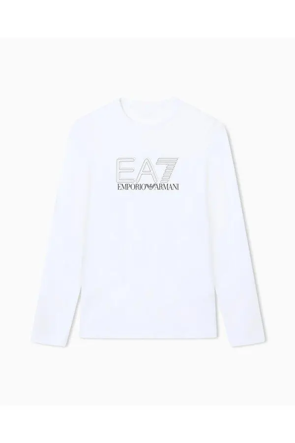 Emporio Armani Visibility Long-sleeved T-shirt In Stretch Cotton Jersey - White