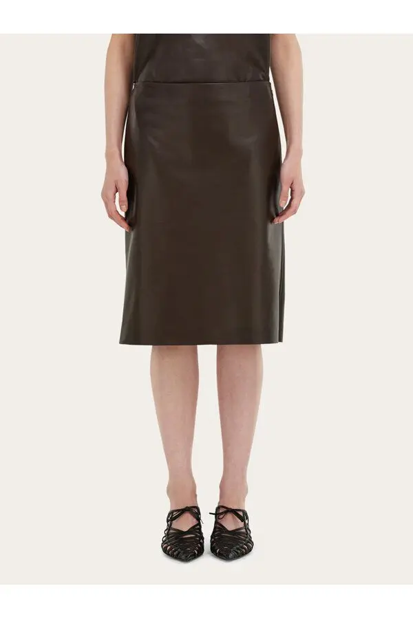 FERRAGAMO Nappa Pencil Skirt - Brown