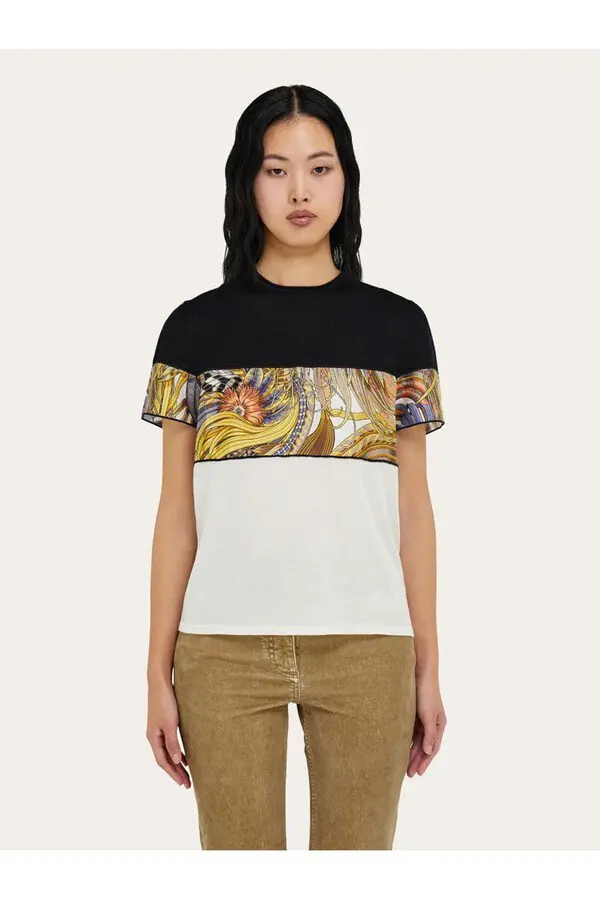 FERRAGAMO Crewneck T-shirt With Rooster Print
