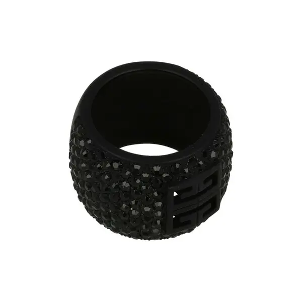 Givenchy 4g Ring In Metal With Crystals - Black