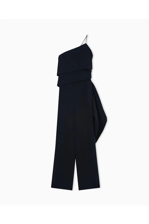 Giorgio Armani One-shoulder Silk Cady Jumpsuit - Black