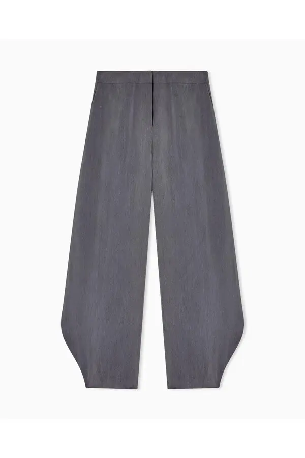 Giorgio Armani Washed Silk Trousers With Rounded Hem - Black / White / Pink / Gray