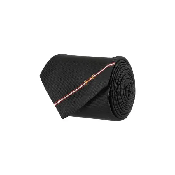 Gucci Horsebit Silk Jacquard Neck Tie - Black