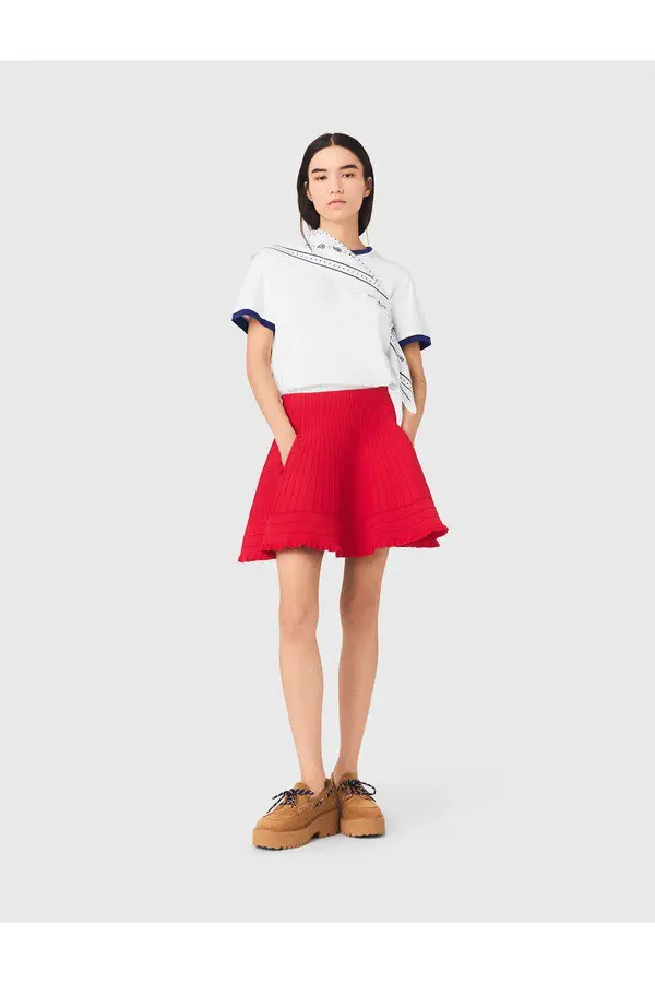 Maje Compact Knit Short Skirt - Red