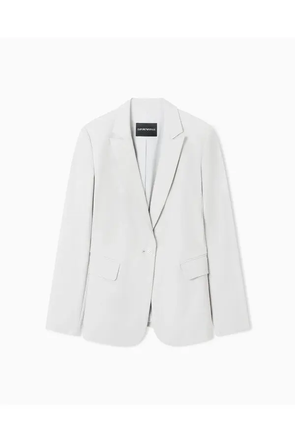 Emporio Armani Us Exclusive Compact Stretch-cotton Single-breasted Jacket - Black / White / Pink / Gray