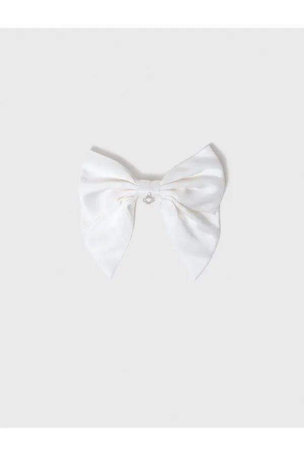 Maje Satin-effect Bow Barrette - White
