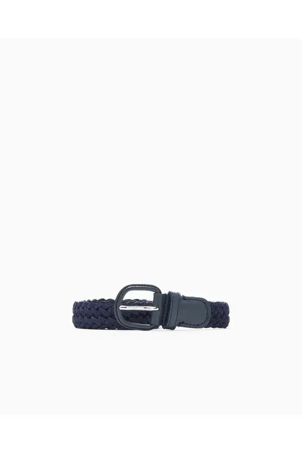 Giorgio Armani Woven Suede Belt - Navy