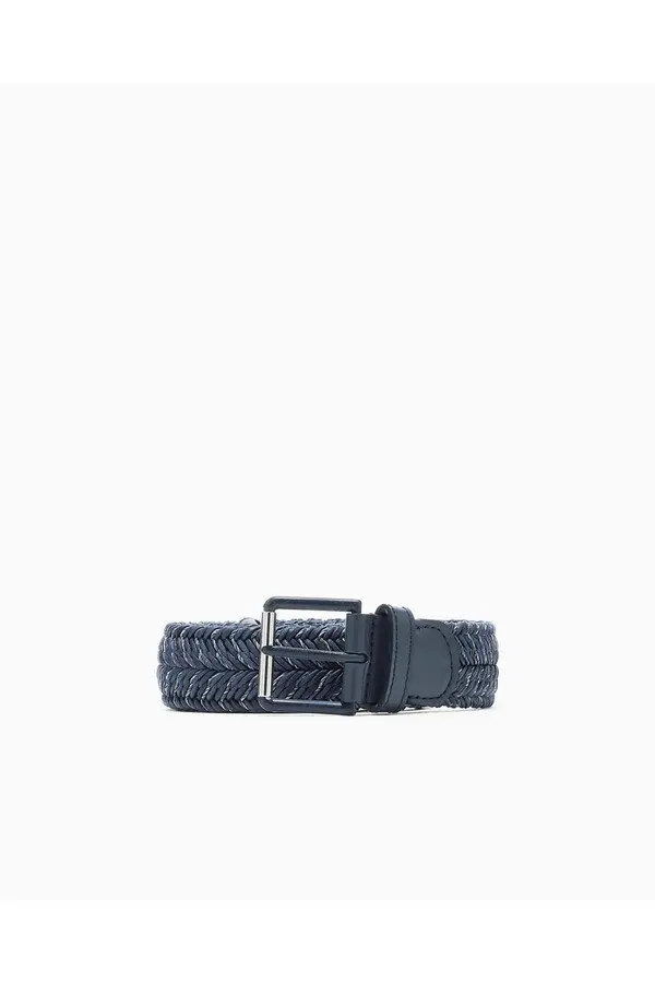 Giorgio Armani Braided Belt With Buckle - Navy