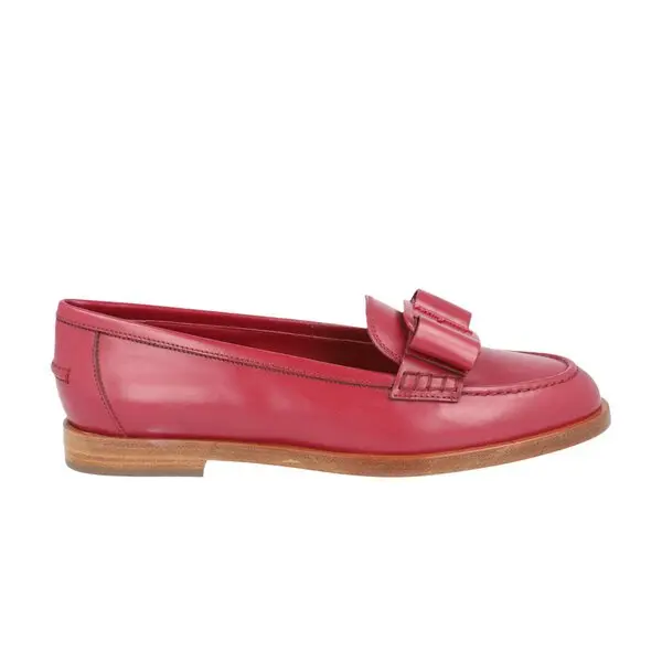 FERRAGAMO Wmns Vivaldo Leather Loafer - Red
