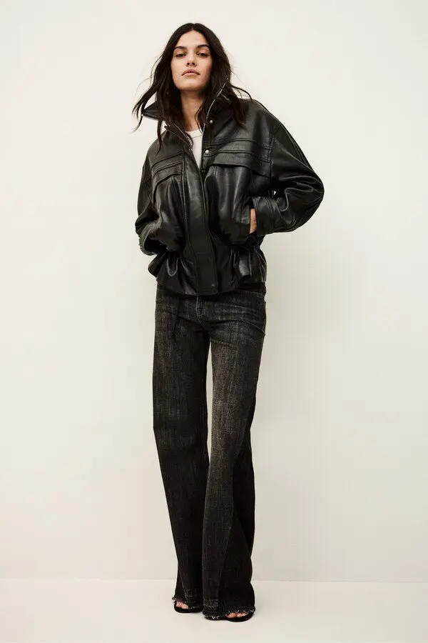 Ba&sh Kassia Oversize Leather Jacket - Black