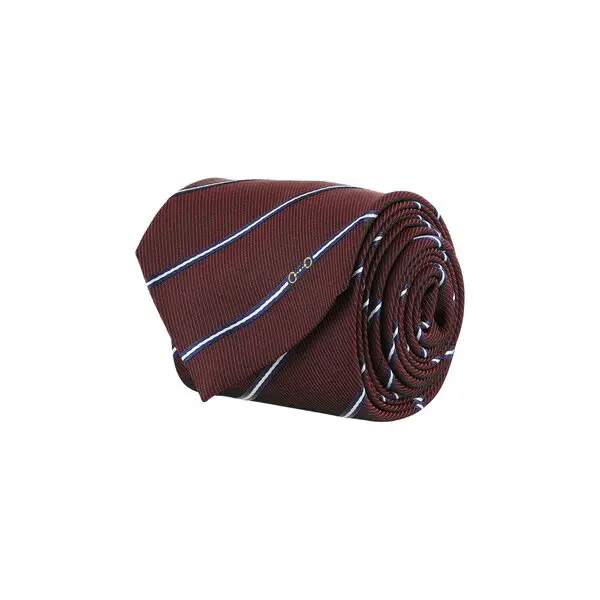 Gucci Striped Horsebit Silk Jacquard Tie /blue - Red