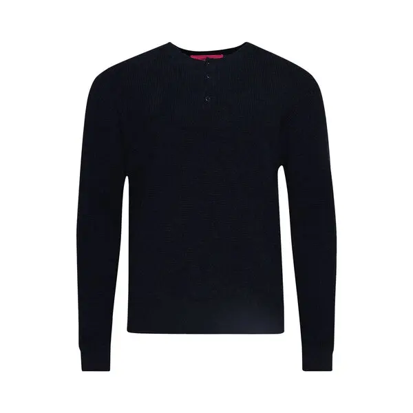 THE ELDER STATESMAN Waffle Thermal Henley - Blue