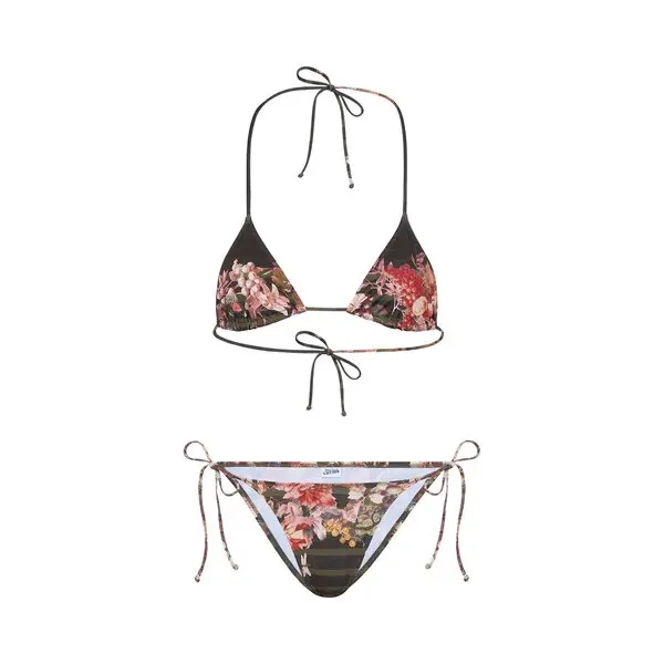 Jean Paul Gaultier Bikini Set Printed "marinière Grape" 'khaki/multicolor - Tan