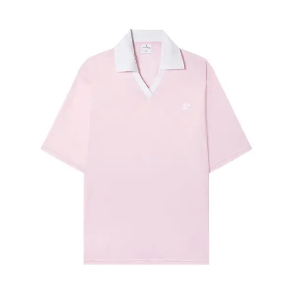 COURREGES Oversized Sports Polo 'light /heritage White - Pink