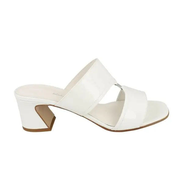FERRAGAMO Patent Leather Block Heel Sandals - White