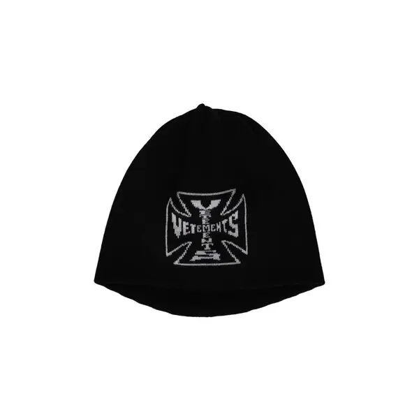 Vetements Biker Cross Logo Beanie - Black