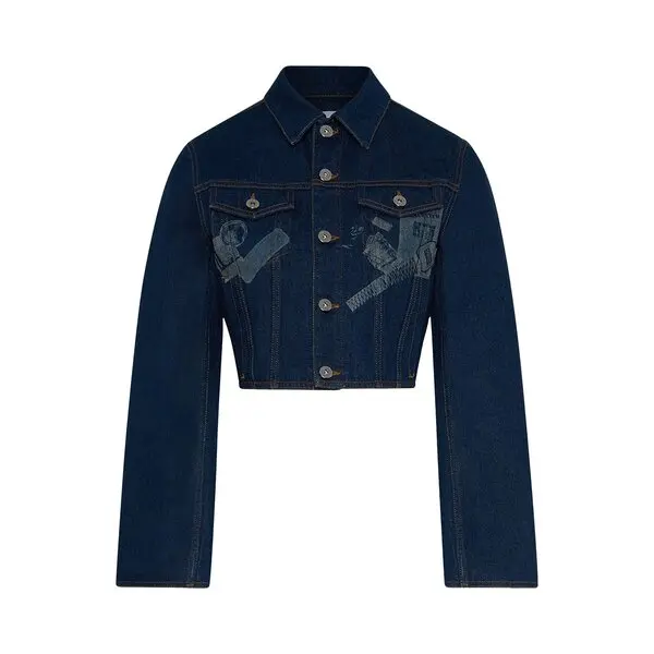 JEAN PAUL GAULTIER Denim Jacket With "trompe L'oeil" Print 'vintage - Blue