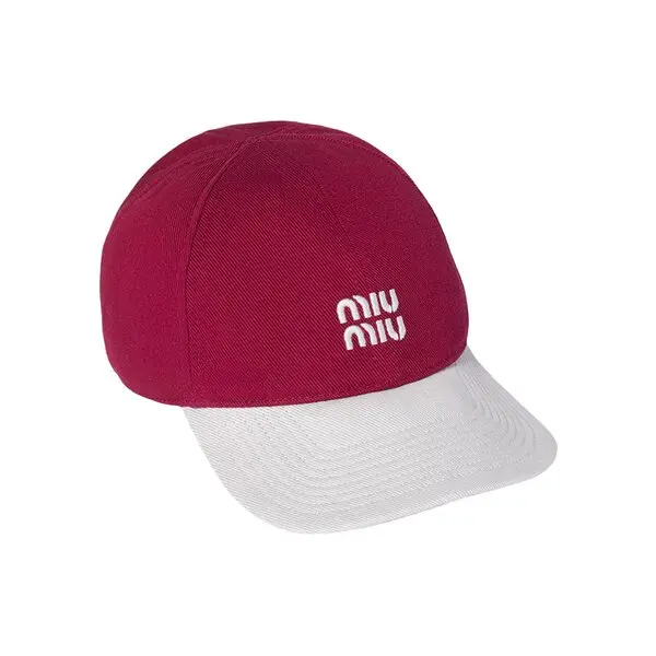 Miu Miu Drill Washed Bicolore Hat 'cerise/nube