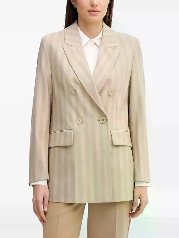 Sisley Striped Double-breasted Blazer - Neutrals