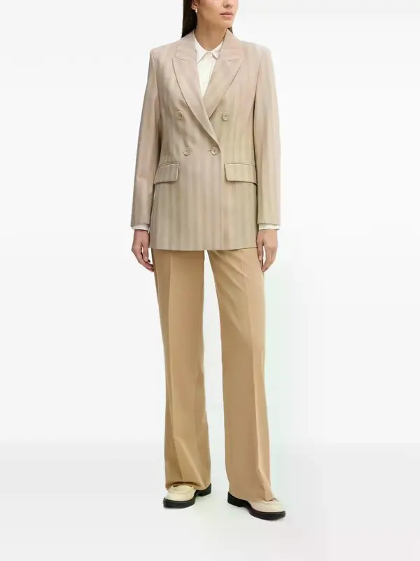 Sisley Striped Double-breasted Blazer - Neutrals