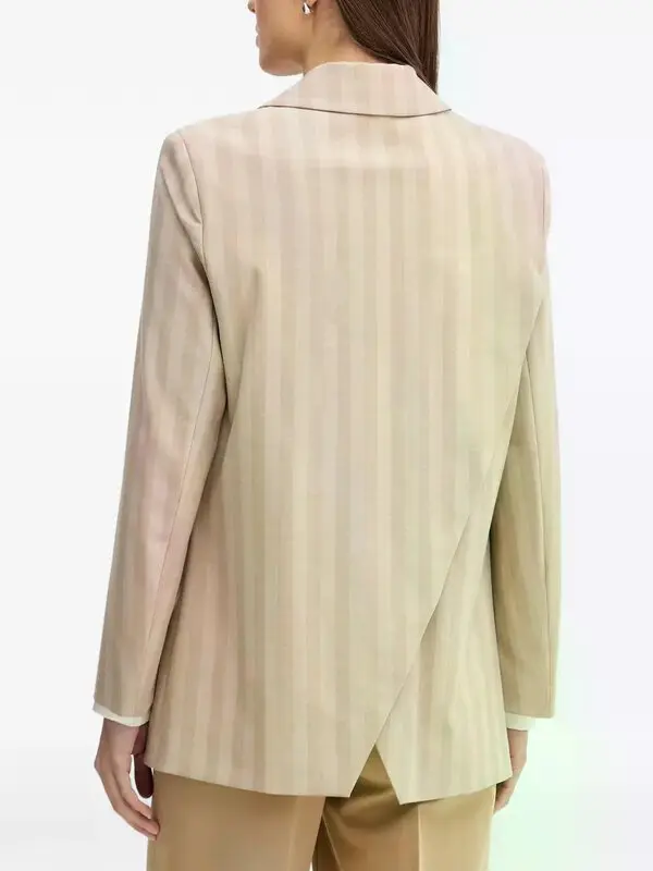 Sisley Striped Double-breasted Blazer - Neutrals