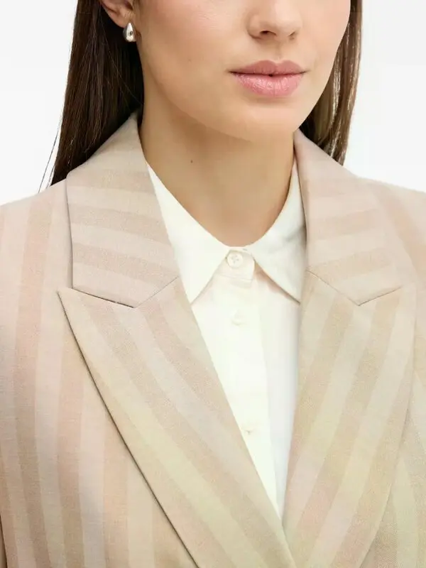 Sisley Striped Double-breasted Blazer - Neutrals