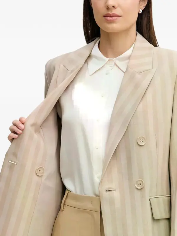 Sisley Striped Double-breasted Blazer - Neutrals