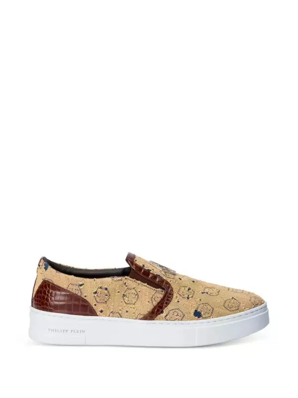 Philipp Plein Monogram Slip-on Sneakers - Neutrals
