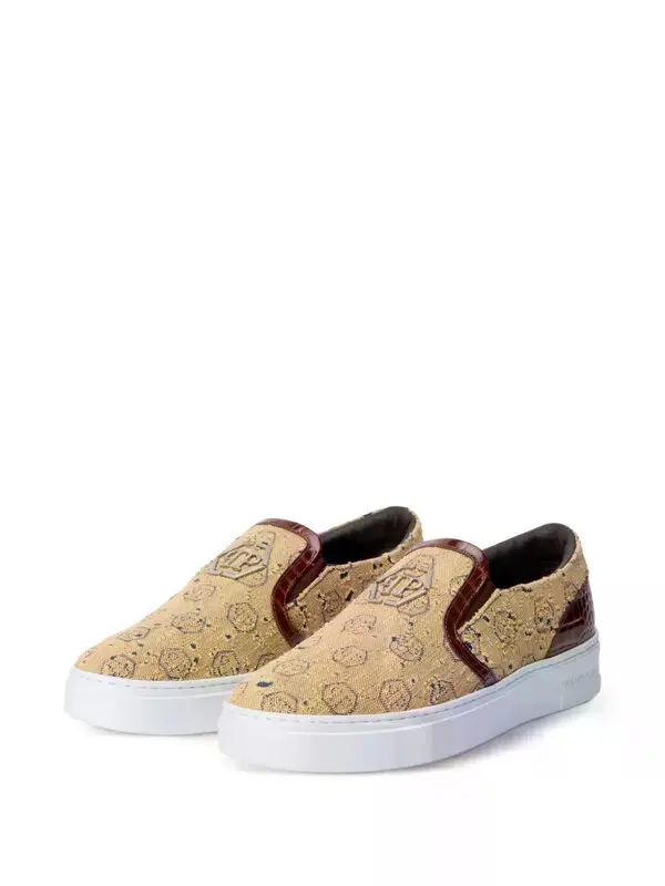Philipp Plein Monogram Slip-on Sneakers - Neutrals