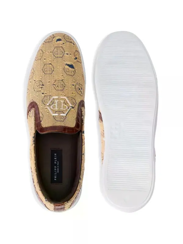 Philipp Plein Monogram Slip-on Sneakers - Neutrals