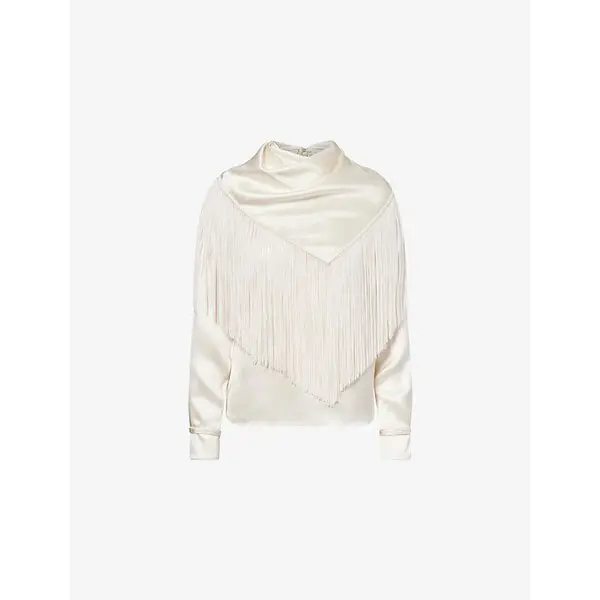 Gabriela Hearst Anderson Fringe Satin-silk Top - White
