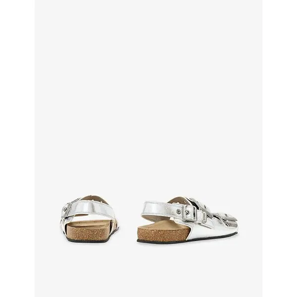 ALLSAINTS Staffa Leather Sandals - Silver Shine