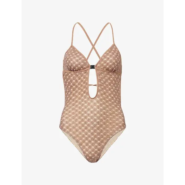 Missoni Metallic V-neck Swimsuit - Brown