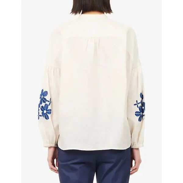 Max Mara Floral-embroidered Linen Shirt