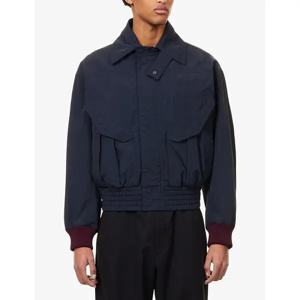 Dries Van Noten Relaxed-fit Collared Nylon Jacket - Navy