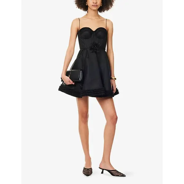 Zimmermann Luna Ruffle Mini Dress - Black | Editorialist