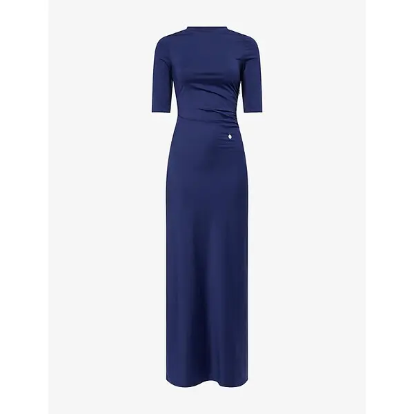 Stella McCartney Slim-fit Ruched Stretch-jersey Maxi Dress - Indigo