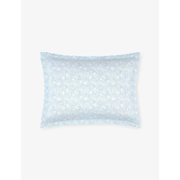 YVES DELORME Capri Floral-print Cotton-sateen Oxford Pillowcase 50cm X 75cm - Aqua