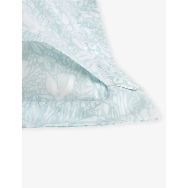 YVES DELORME Capri Floral-print Cotton-sateen Oxford Pillowcase 50cm X 75cm - Aqua