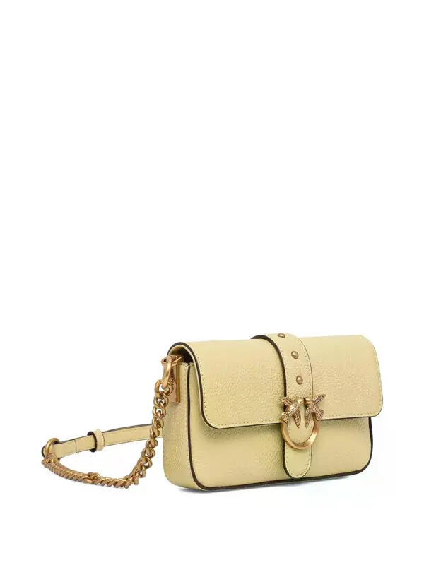 Pinko Love Birds Leather Mini Crossbody Bag - Yellow