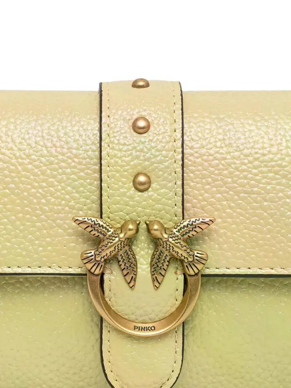Pinko Love Birds Leather Mini Crossbody Bag - Yellow