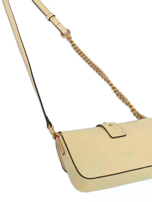Pinko Love Birds Leather Mini Crossbody Bag - Yellow